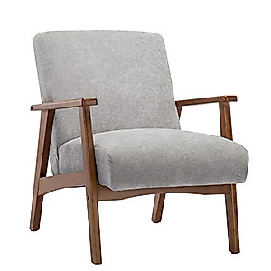 Porthos Home Sena Accent Chair with Sleek Wooden Legs and Arms, Thick Cushions and Suede Upholstery - Suitable for Living Rooms, Bedrooms and Small Offices…