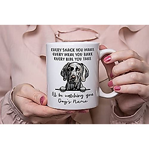 Personalized Weimaraner Coffee Mug, Every Snack You Make I'll Be Watching You, Customized Dog Mugs for Mom Dad, Gifts for Dog Lover, Mothers Day, Fathers Day, Birthday Presents