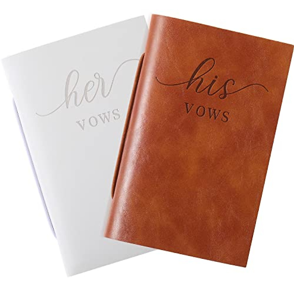 2 Pcs Wedding Vow Books His and Hers Vow Books Vow Notebook for Wedding Vows Journal Wedding Day Officiant Book 5.9 x 3.9 Inch, Bridal Shower Gifts, Wedding Keepsake, 50 Pages/Pcs (White, Brown)