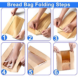 35PCS Large Paper Bread Bags Sourdough Bread Paper Bags for Homemade Bread Kraft Paper Bakery Bags with Window Include 35PCS Label Seal Sticker for Baked Food Packaging Storage (13.6x8.3x4.0 inch)