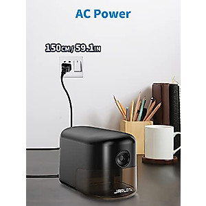 JARLINK Electric Pencil Sharpener, Heavy Duty Pencil Sharpeners for 6-8mm No.2/Colored Pencils, Wall Industrial Pencil Sharpener with Stronger Helical Blade in Classroom/Office/Home (Black)