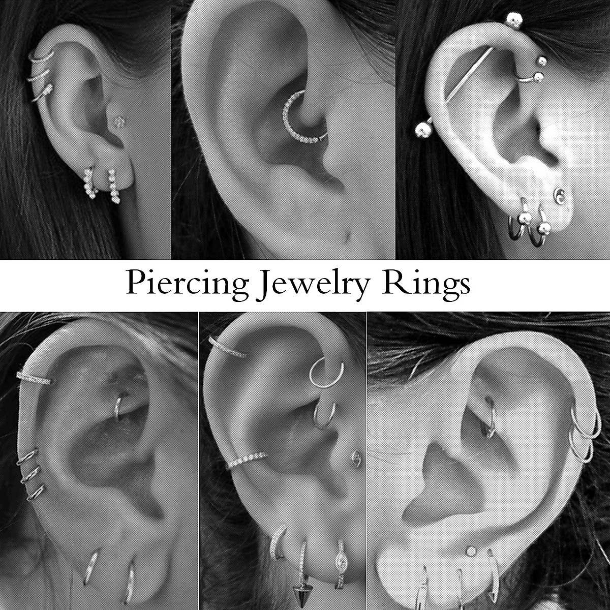 Tiremat 1PC 6mm G23 Titanium Body Piercing Rings for Nose Ear Lip Septum Conch Daith Lobe Helix Tragus Cartilage,16G,Hinged Clicker Segment Hoop with CZ paved