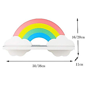 PIBM Stylish Simplicity Shelf Wall Mounted Floating Rack Shelves Rainbow Solid Wood Bookshelf Simple Storage Clothing Store Coffee Shop Save Space,2 Sizes, a , 38x11x20cm