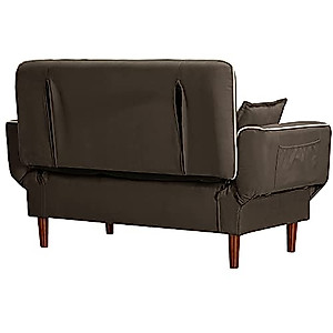 LTT Futon Sofa Bed, Futon Sofa, Folding Sofa Bed Multifunctional Dual Purpose Multifunctional Leisure Sofa Bed Brown Sofa Bed with 2 Pillows