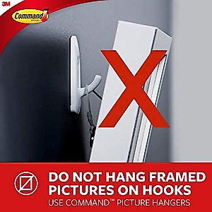 Command Large Utility Hooks, Damage Free Hanging Wall Hooks with Adhesive Strips, No Tools Wall Hooks for Hanging Decorations in Living Spaces, 7 White Hooks and 12 Command Strips