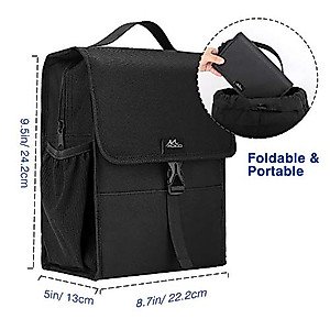 MoKo Insulated Lunch Bag, Reusable Cooler Tote Bag, Collapsible Multi-use Lunch Box, Thermal Lunch Sack with Zipper Closure for Travel Picnic Office, Black