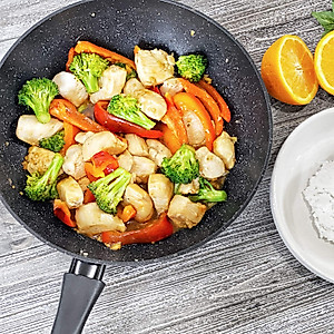 House of Living Art Wok Pan with Lid, 11 Inch Nonstick Aluminum, Dishwasher Safe