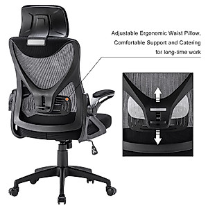 Furnimart Ergonomic Office Chair with Adjustable Headrest & Lumbar Support, Home Office Swivel Task Chair with High Back and Flip-up Armrest