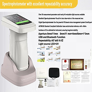 VTSYIQI Portable Spectrophotometer Bluetooth Spectrophotometer for Car Paint with Three Caliber 8mm/11mm&4mm/6mm&1 * 3mm Accuracy ≤0.02 USB Interface