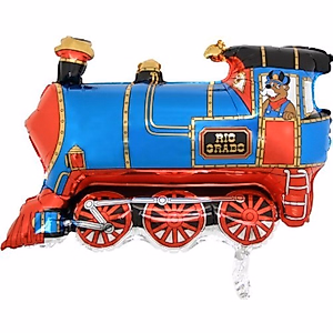 Grabo 25 Inch Blue/red Train Shaped Foil Balloon (cs76)