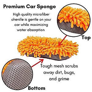 BIRDROCK HOME Car Wash Kit - Microfiber Cleaner - Tire Wheel Brush - Sponge - Duster - Extendable Cleaning Tool - Detailing Set
