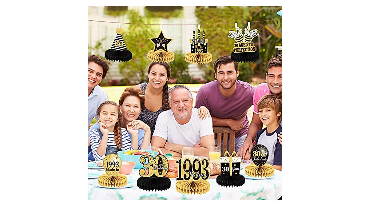 9PCS 30th Birthday Decorations - Vintage Honeycomb Centerpieces