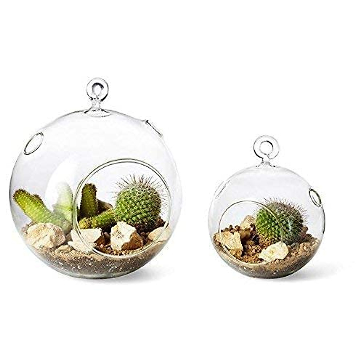 2 Clear Globe Terrarium Plastic 4.5" x 4.5" x 5,5" DIY Create Your own Hanging Planter Stand Kids Crafters Wedding Air Plants Succulents Orbs Candles + Jute tie- Steelpangal