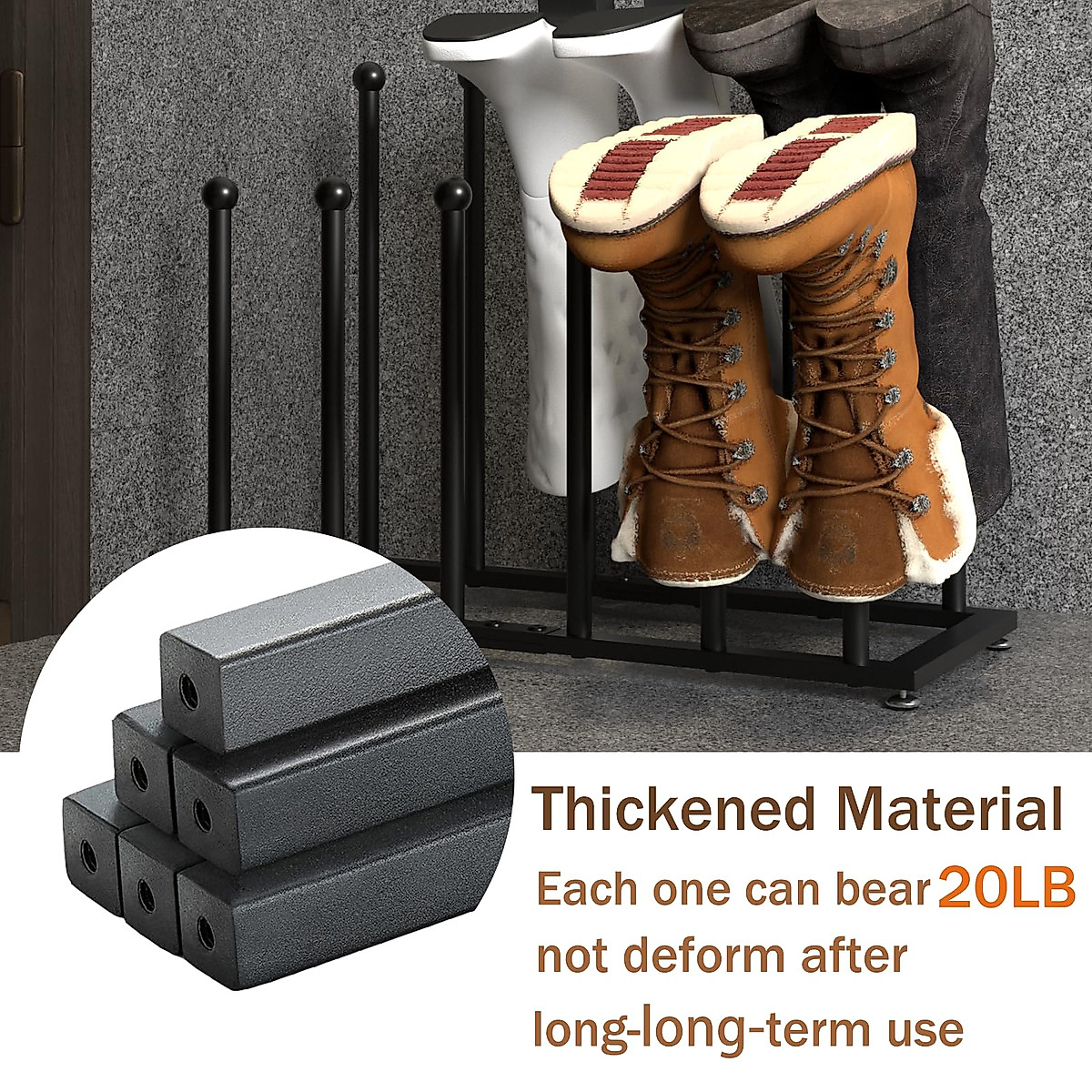 SINKHANUN Boot Rack Shoe Organizer - Stainless Steel Boot Organizer for Tall Boots, Rain Boot for Entryway, Closet Floor