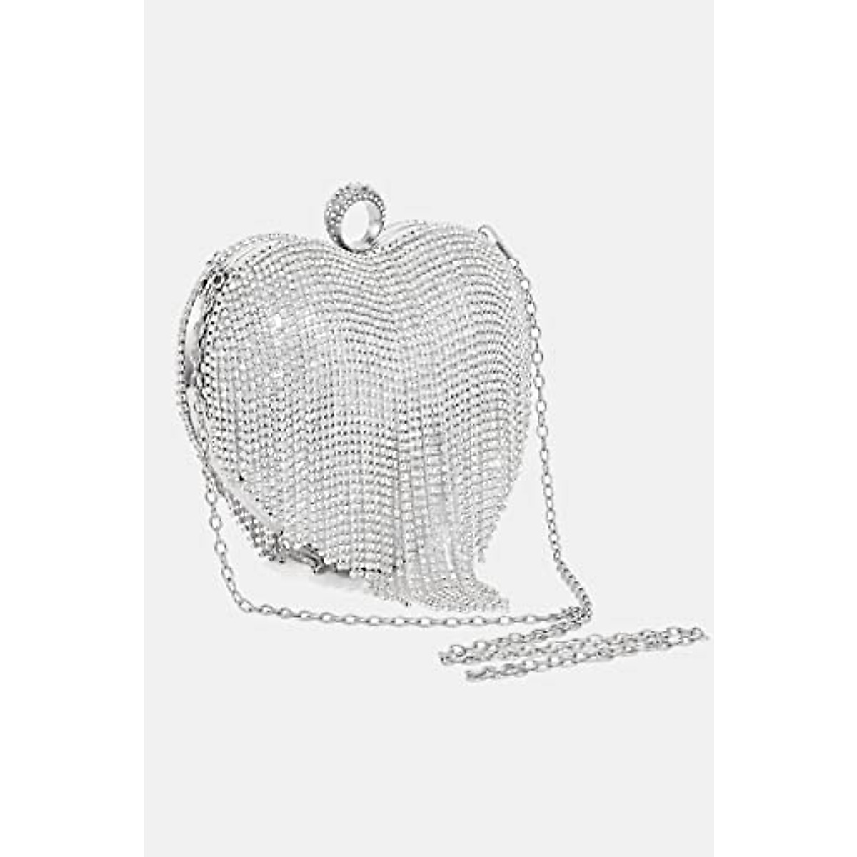 BABEYOND Women's Rhinestone Clutch Evening Bag - Heart Shape Glitter Tassel Purse for 1920s Party Prom Wedding
