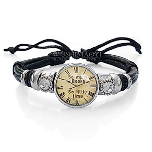 WUSHIMAOYI Quote bracelet So many books So little time watch bracelet Steampunk jewelry Old Clock Steampunk bracelet Old Clock bracelet Old Clock jewelry