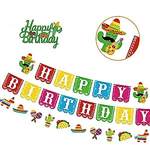 Mexican Themed Birthday Party Supplies Kit Fiesta Taco Party Decorations For Kid Include Banner Cake Topper Party Supplies Set 40Pce By Heidaman