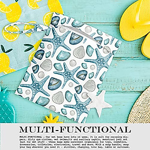 zcyxuuw Wet Bag, Wet Dry Bag, Wet Bag for Swimsuit, Travel, Beach, Pool, Diapers, Dirty Yoga Gym Clothes, Makeup Bag, Beach Wedding Supplies, Waterproof Reusable Shell Pearl Starfish Whale