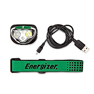 Energizer Vision LED Rechargeable Headlamp, Water Resistant Bright LED Headlamp for Outdoors, Camping Gear and Hurricane Supplies, includes USB Charging Cable, Pack of 1