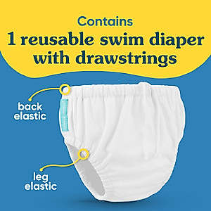 Charlie Banana Reusable Swim Diaper with Adjustable Drawstring, Soft and Snug Fit to Prevent Leaks, Diva Ballerina Pink, Large (20-27lbs)