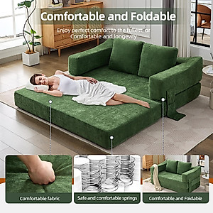Modern Minimalist Sofa, Folding Sofa Bed, Convertible Sofa Floor Sofa Bed Lazy Sofa, Removable Back, Suitable for Living Room Bedroom Apartment Small Space (Green)