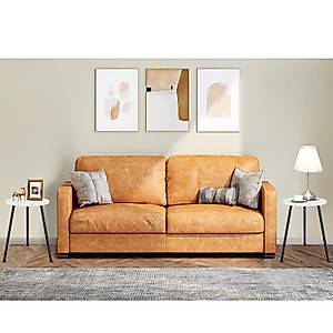 KINNARY Round Side Table Set of 2, Small Accent End Table for Living Room, Bedroom, Small Spaces, Height Adjustable Metal Legs, Nightstand Coffee Bedside Table for Office, Marble White