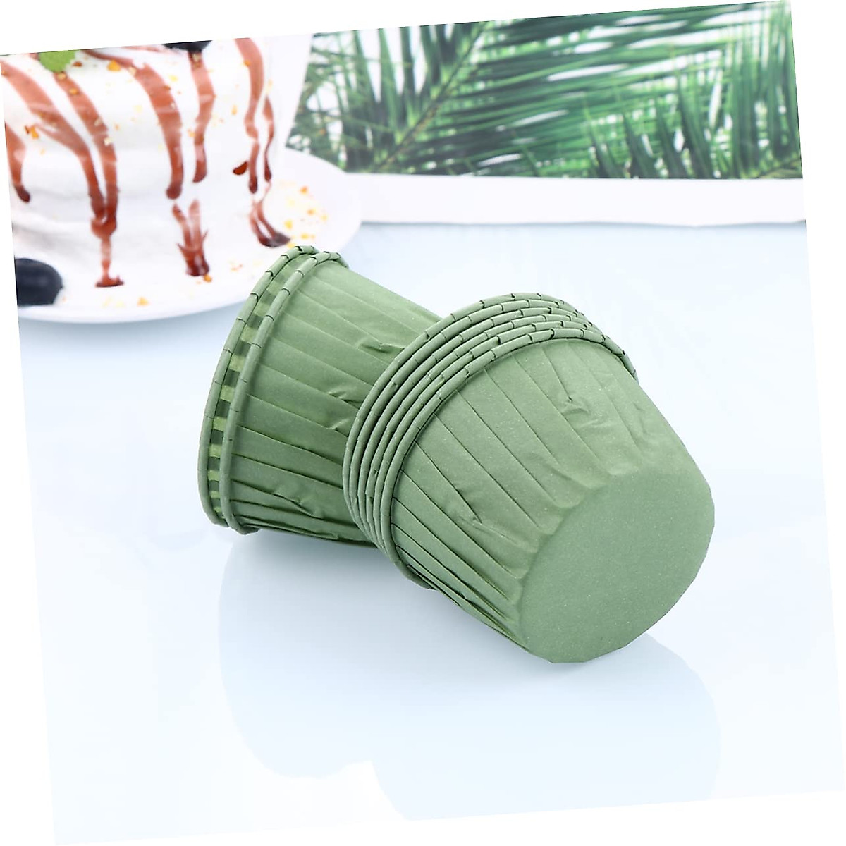 Luxshiny 50pcs Cupcake Paper Liners Muffin Cups Muffin Wrappers Cup Cake Paper Cup Baking Supplies Baking Cups Accessory Cake Cup Wrapping Paper Egg Tart Paper Lining Tulip Green Muffin