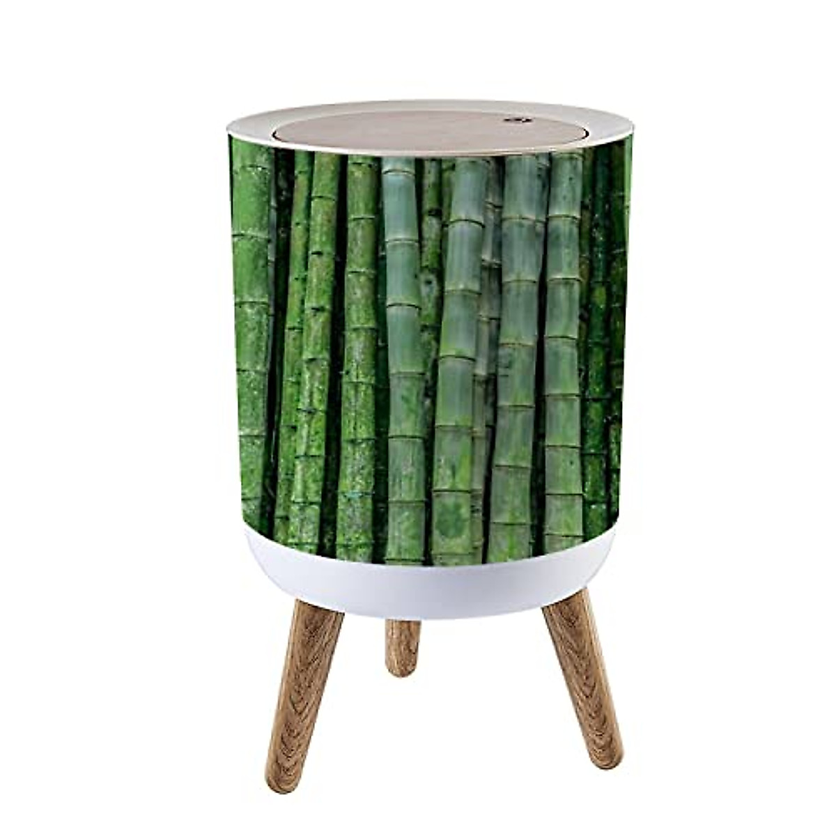 LGCZNWDFHTZ Small Trash Can with Lid for Bathroom Kitchen Office Diaper Deep Green Bamboo Forest Closeup Bedroom Garbage Trash Bin Dog Proof Waste Basket Cute Decorative