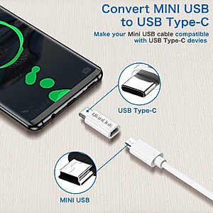 Mini USB to USB C Adapter, (2-Pack) Mini USB Female to USB C Male Convert Charging & Data Sync Compatible with Samsung Galaxy S10 S9 S8 Plus Note 9 8, LG V40 V35 V30 V20 G7 G6 G5,Moto Z2 Z3
