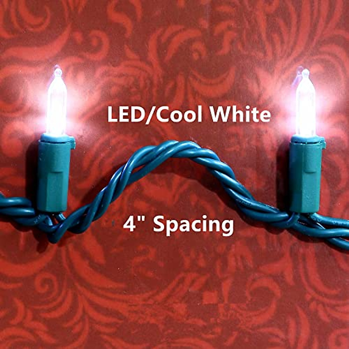 JinBest 100 LED White Christmas Lights with Green Wire 35ft, UL Certified and Commercial Mini Light Set, for Indoor Outdoor Party, Spring, Garden, Patio.