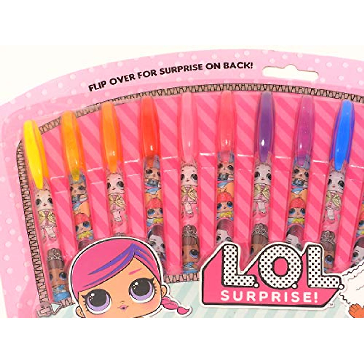 L.O.L Surprise Dolls Gel Pens on Card, Assorted Colors Glitter Pen Writing Tool Collectible, Stocking Stuffers, Party Favors, Goodie Items & Gift for Kids, Girls School & Office Supplies (14 Pcs Set)