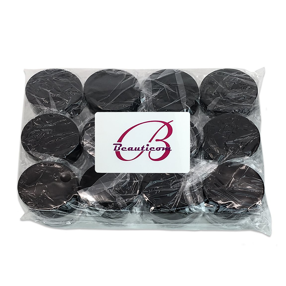 Beauticom 12 Piece 20g/20ml USA Acrylic Round Clear Jars with Lids for Lip Balms, Creams, Make Up, Cosmetics, Samples, Ointments and other Beauty Products (Black Lid (Flat Top))