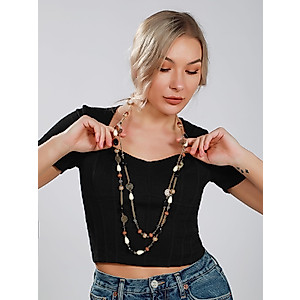 Bocar Long Necklaces for Women Trendy, Boho Layered Crystal Beaded Collar Necklaces for Women Fashion Statement Necklaces Jewelry (NK-10084-Brown)