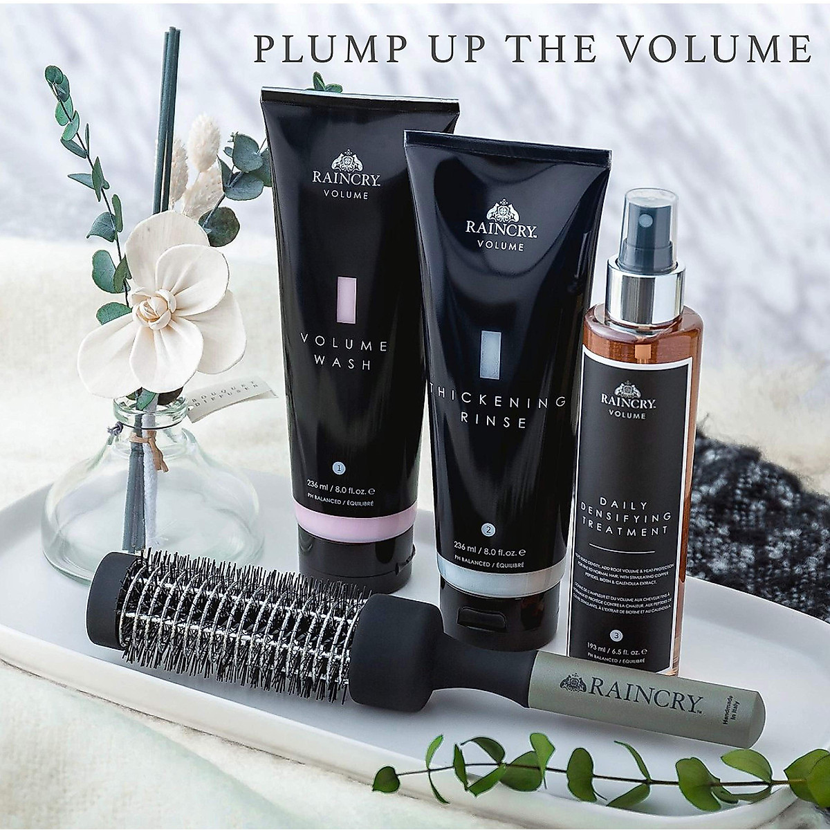 RAINCRY Volume Shampoo & Conditioner Bundle Set - 236mL - For Fine to Normal Hair - Free From Parabens, Sulfates, and Phthalates - Natural, Professional Hair Product