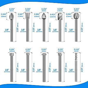 Carving Bits Wood Engraving Router Bit with 1/8"(3mm) Shank, 20Pcs HSS Different Burr Set to Meet Your Different Needs, Durable Rotary Tools Accessories for DIY Woodworking, Carving