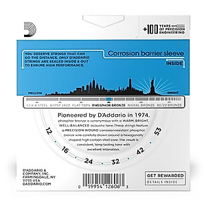 D'Addario Guitar Strings - Phosphor Bronze Acoustic Guitar Strings - EJ16-3D - Rich, Full Tonal Spectrum - For 6 String Guitars - 12-53 Light, 3-Pack