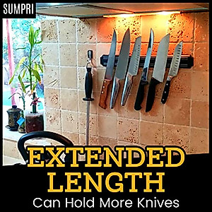 Magnetic Knife Holder For Wall (15 Inch X Set Of 2) Magnetic Knife Strip -Strong Powerful Knife Rack Storage Display Home Organizer -Securely Hang Your Knives On a Multipurpose Kitchen Bar -SUMPRI