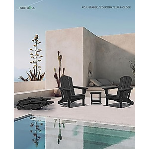 SERWALL Folding Reclining Adirondack Chair Carbon Black