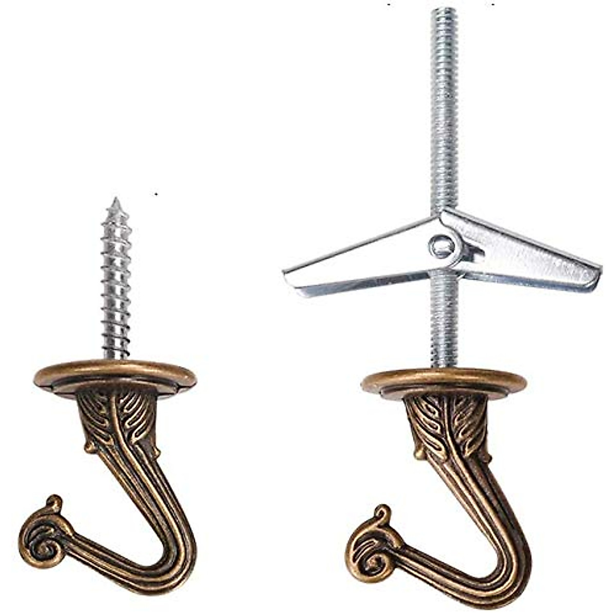 QMseller 4Sets Metal Ceiling Hooks, Heavy Duty Swag Ceiling Hooks with Hardware for Hanging Plants/Chandeliers/Wind Chimes/Ornament (Bronze Color)