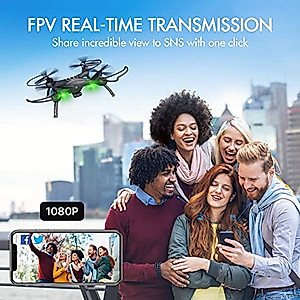 Drones with Camera for Adults /Kids /Beginners - 1080P HD Drones for Adults, 120° Wide-Angle Kids Drone, Safe Design & Easy to Control with Remote/APP/Voice, 18 Mins Flight Time, Ideal Girls/ Boys Gift