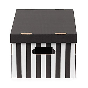 Compactor Set of 2 Storage Boxes in Corrugated Cardboard, With Handles, Stackable, Black, 40 x 31 x H. 21 cm, RAN613, Wood