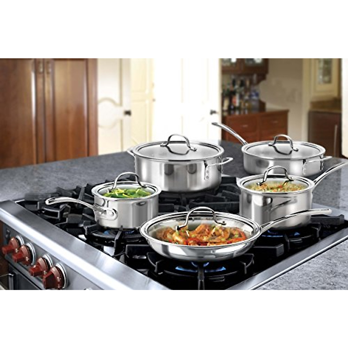 Calphalon 10 Piece Tri-Ply Cookware Set, Medium, Stainless Steel