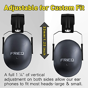 FRIEQ Noise Reduction Ear Muffs 37 dB Shooters Hearing Protection Headphones with LRPu Foam for Shooting, Music & Yard Work 2 Pack (Space Grey)