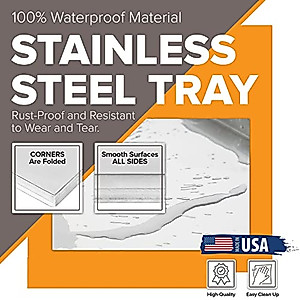 Metal Replacement Tray for Dog Crate - Stainless Steel - 41 x 26 x 1 - Chew Proof And Crack Proof Pet Kennel Tray - Replacement Pan for Midwest Central Metal Crates - by Pinnacle Woodcraft