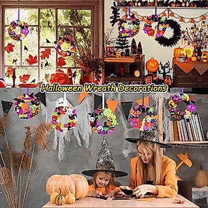 26 Sets Halloween Crafts Foam Wreath Craft Kits DIY Halloween Wreath with Self-Adhesive Pumpkin Ghost Bats Shape Craft Stickers Fall Thanksgiving Halloween Seasonal Sign Decoration