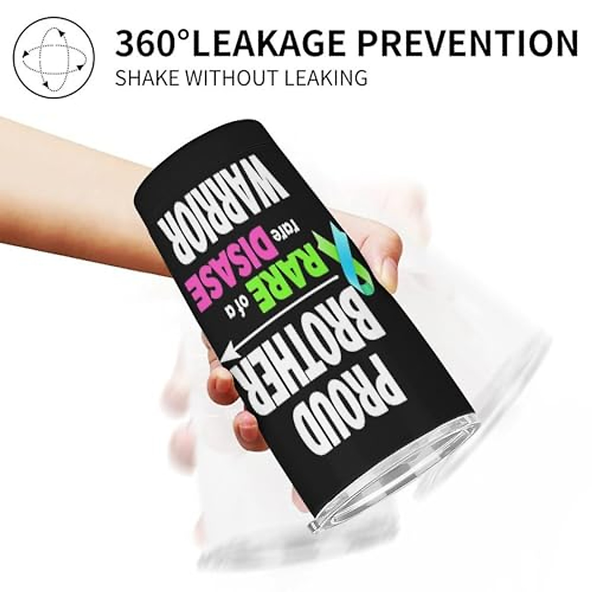 Proud Brother of A Rare Disease Warrior Awareness 20 OZ Stainless Steel Tumbler Travel Car Coffee Mug with Straw Lid Cleaning Brush Coffee Tumbler Mug for Women Men