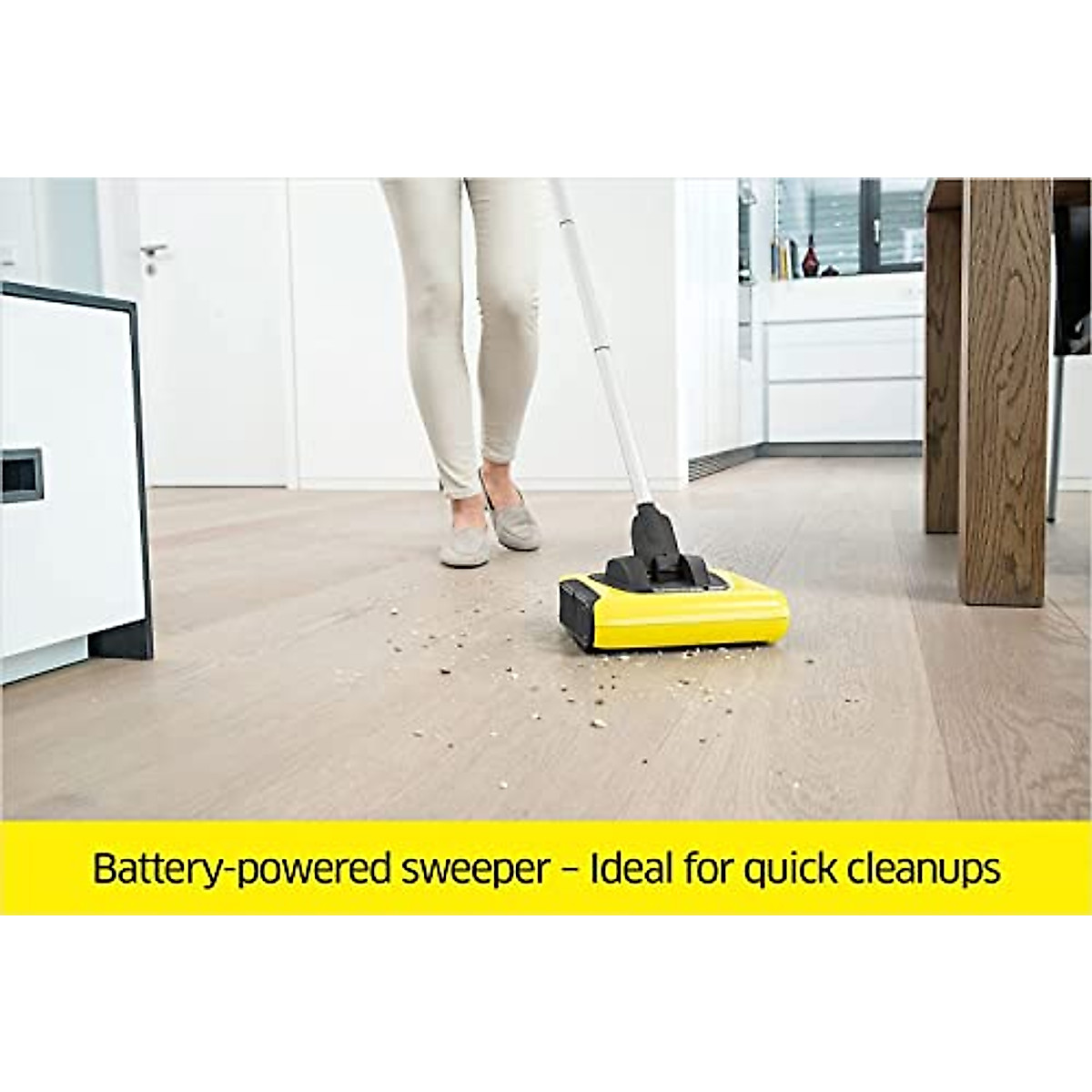 Karcher KB 5 Lightweight Multi-Surface Cordless Electric Floor Sweeper Broom - Ideal for Fur, Hair, Dirt, & Debris - 8.25" Cleaning Width, 30 Minute Runtime