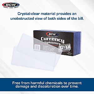 BCW Currency Topload Holder for Regular Bills, Clear, 25-Count