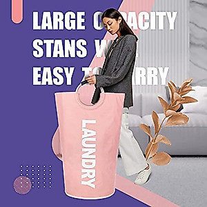 XX-Large Laundry Basket, Collapsible Fabric Hamper with Aluminum Handles, 115L, Tall Foldable Clothes Baskets, Easy Carry Bags, Hampers for Kids Bedroom, College Dorms (Pink)