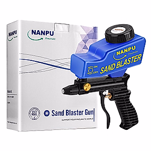 NANPU Air Sand Blaster Gun with Gravity Feed - Ceramic Nozzle, Metal Body | for Paint, Rust Removal, and Glass Etching | Versatile for Aluminum, Sand, Walnut Shells, and Soda Blasting Applications